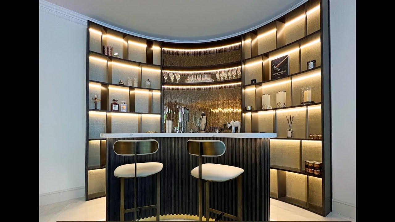 Bespoke curved wall mounted bar. High-End Bespoke Joinery - YouTube