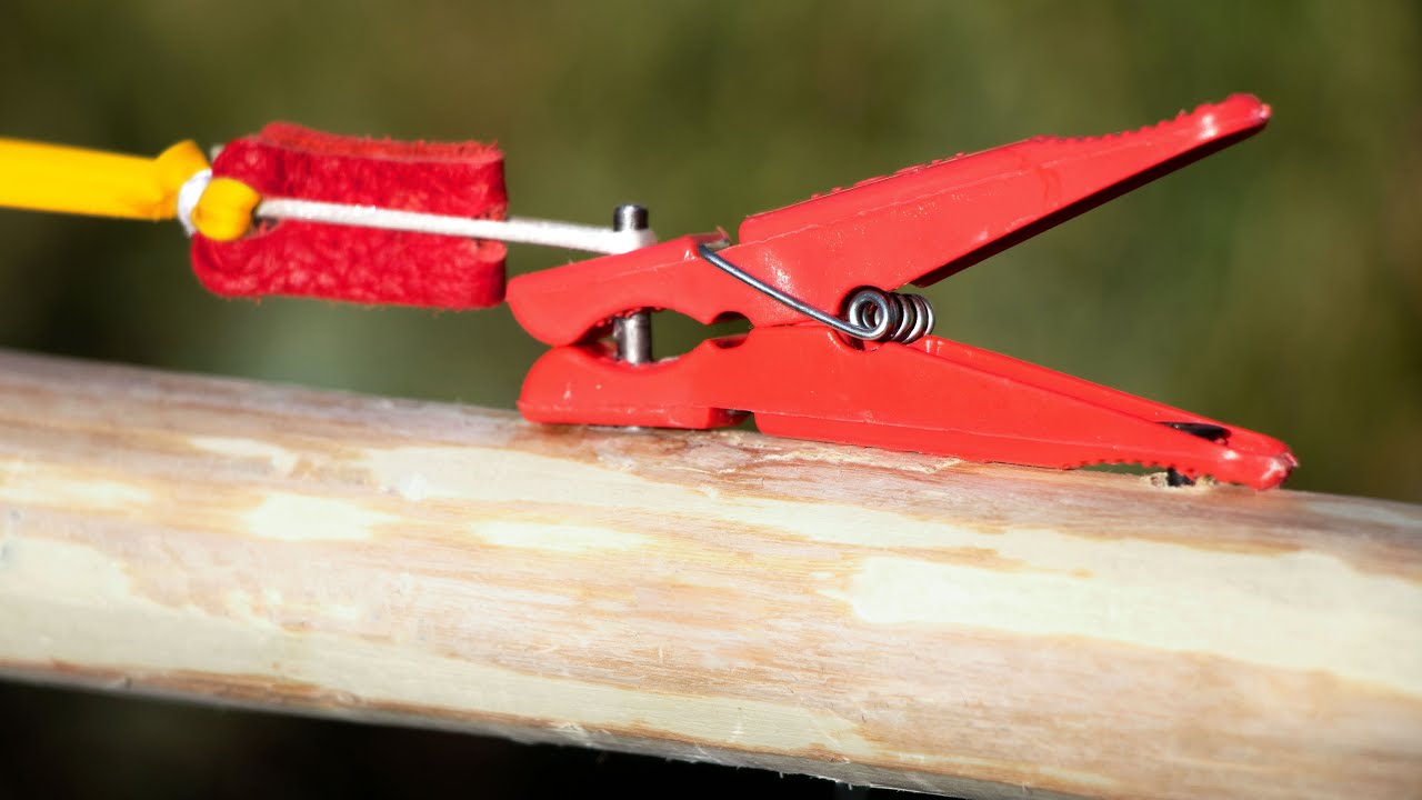 DIY Clothes Peg Slingshot - One Nail Used - YouTube