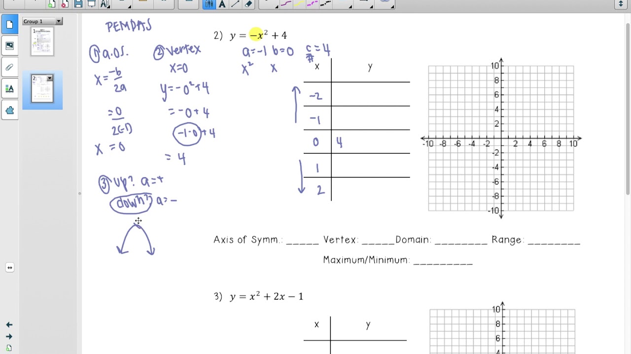 Unit 8.2: Graph Quadratic Equations - YouTube