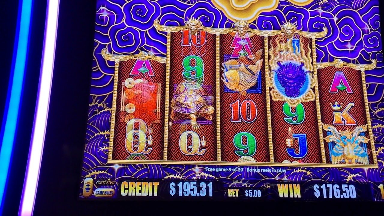 five dragons gold slot machine bonus win - YouTube