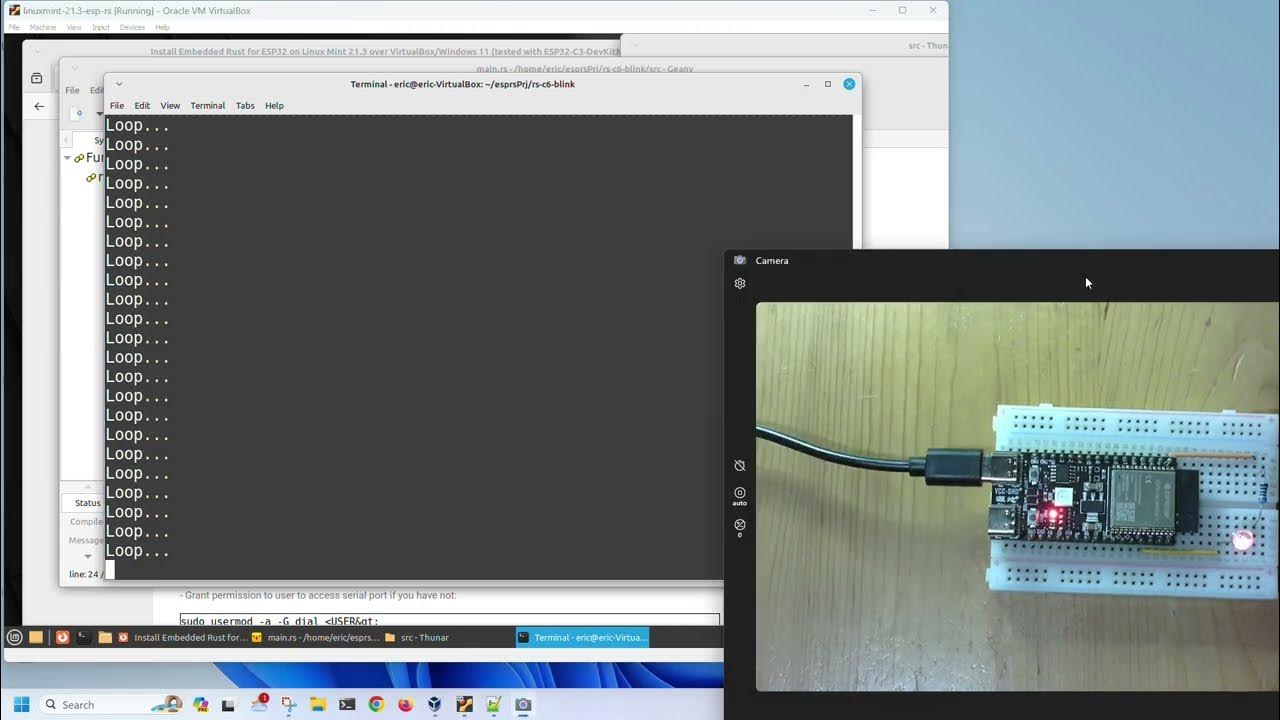 Rust on ESP (esp-rs), toggle GPIO to control LED on ESP32-C6. - YouTube