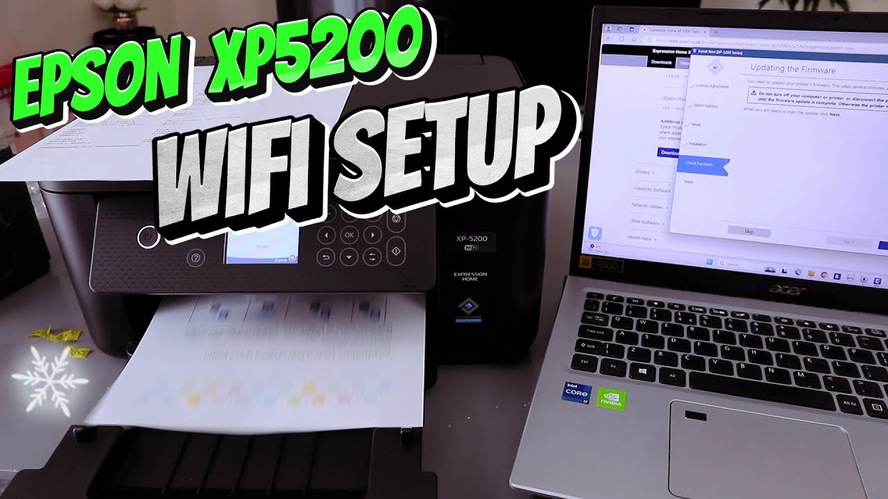 How To Set up/Connect Epson XP 5200 To WIFI and Computer, Print Test ...