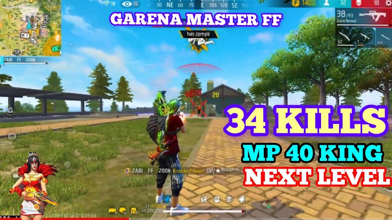 GARENA MASTER FF 34_KILLS 💪 MP 40 KING FREE FIRE HEADSHOT - YouTube
