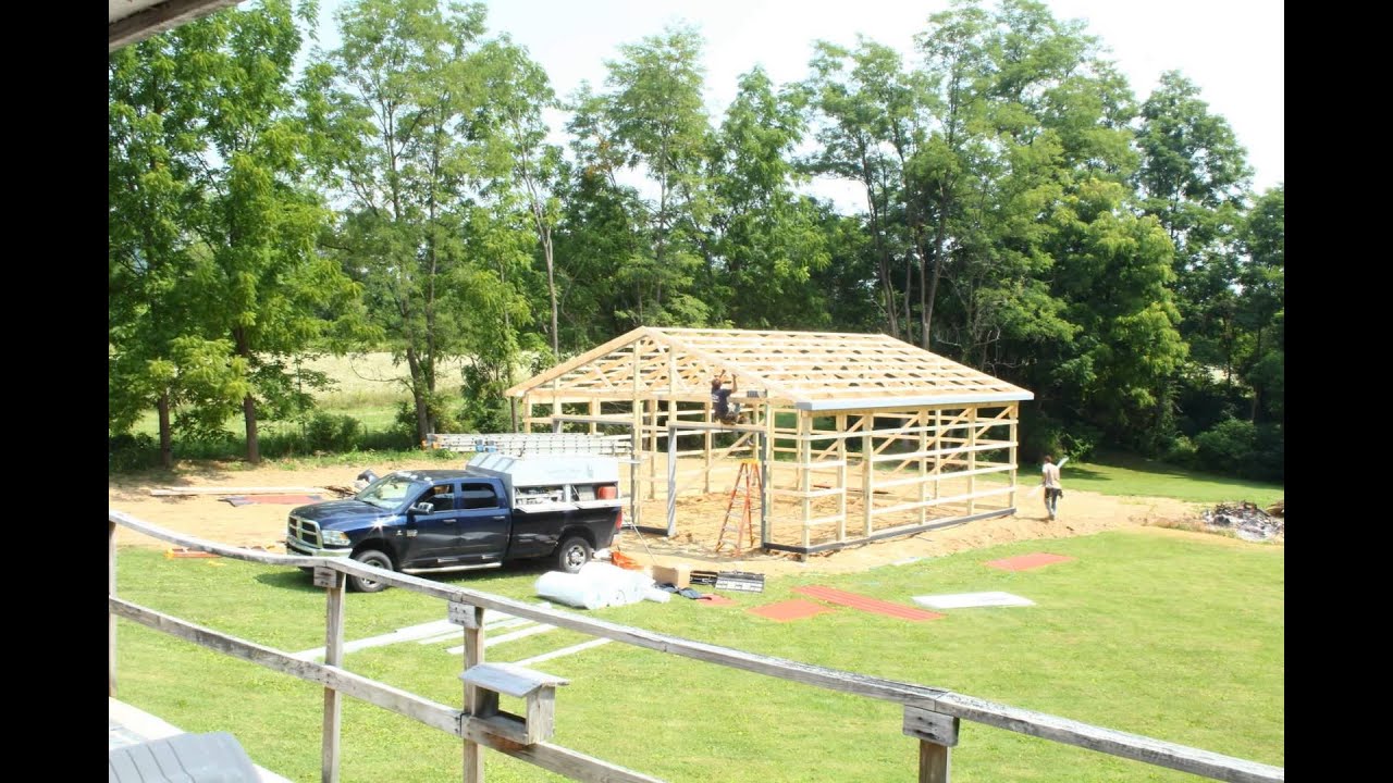 Time Lapse of our pole building being assembled - YouTube