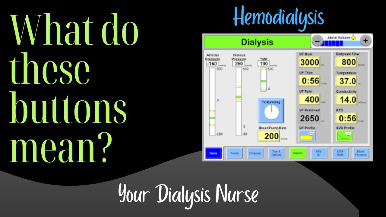 What do the buttons means on the dialysis machine mean? - YouTube