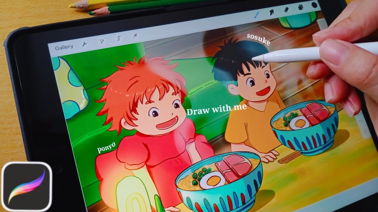 Satisfying Drawing on ipad/ Ponyo Draw With Me - YouTube