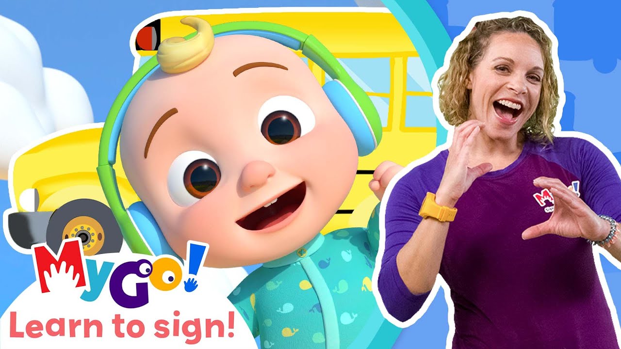 Wheels On The Bus | CoComelon Nursery Rhymes | Sign Along - MyGo! Sign ...