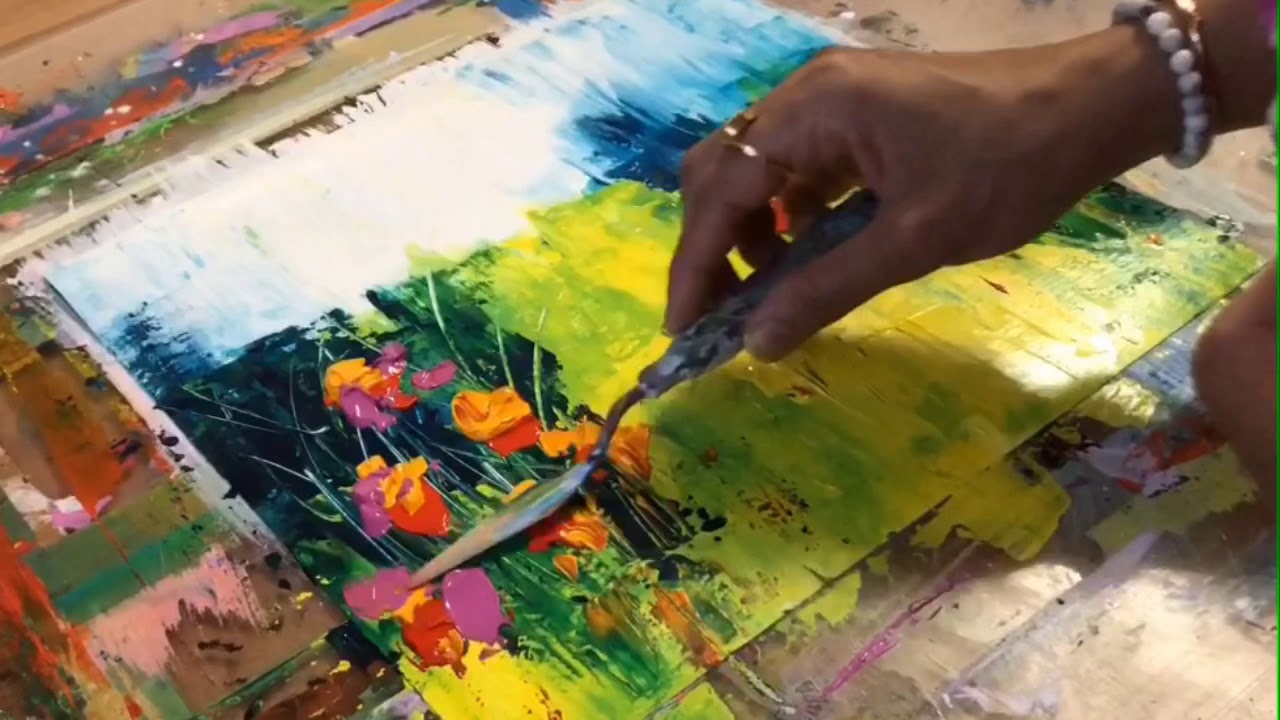 Easy Abstract Painting / Landscape / Amazing Easy Technique in Acrylic ...