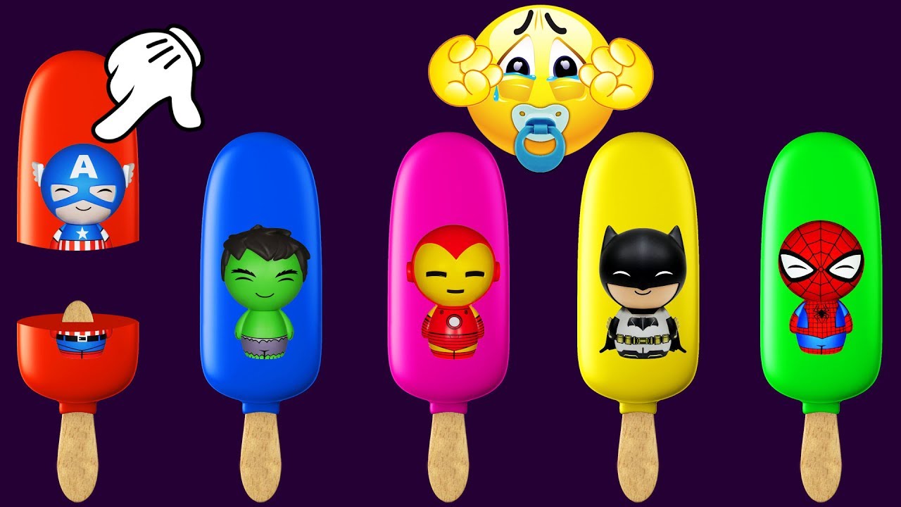 SuperHeroes Ice Cream Colors Learn Finger Family Song - YouTube