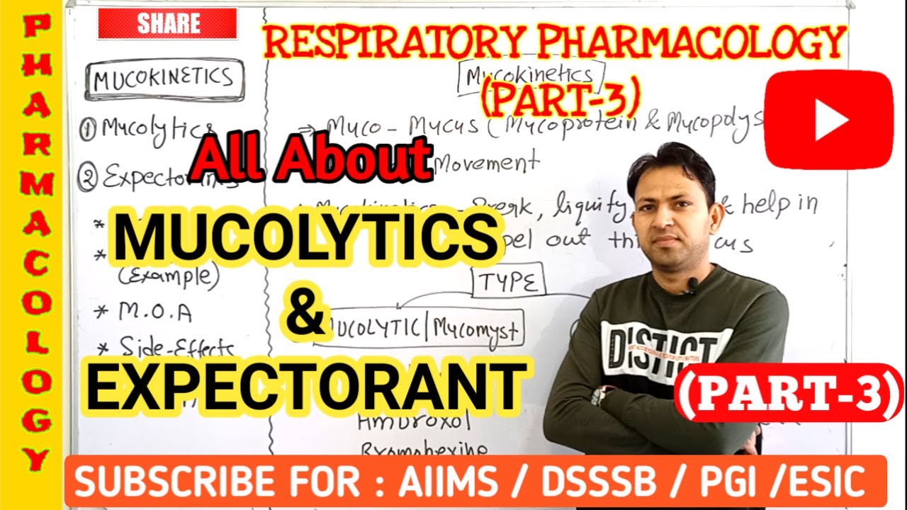 Respiratory pharmacology (part-3) | mucolytics | mucokinetics| mucomist ...