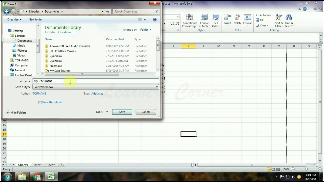 Excel - Use Save and Save as Command - YouTube