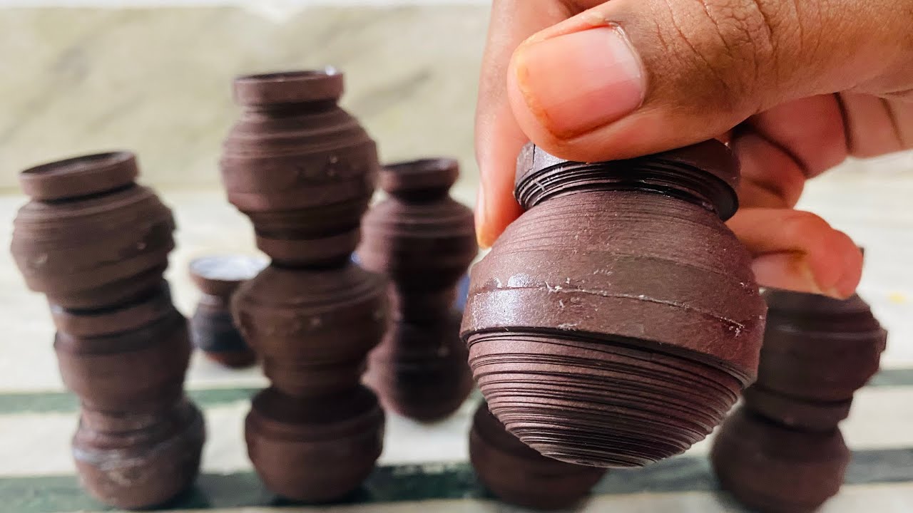Pot making with paper | paper pot | quilling paper pot | home made pots ...