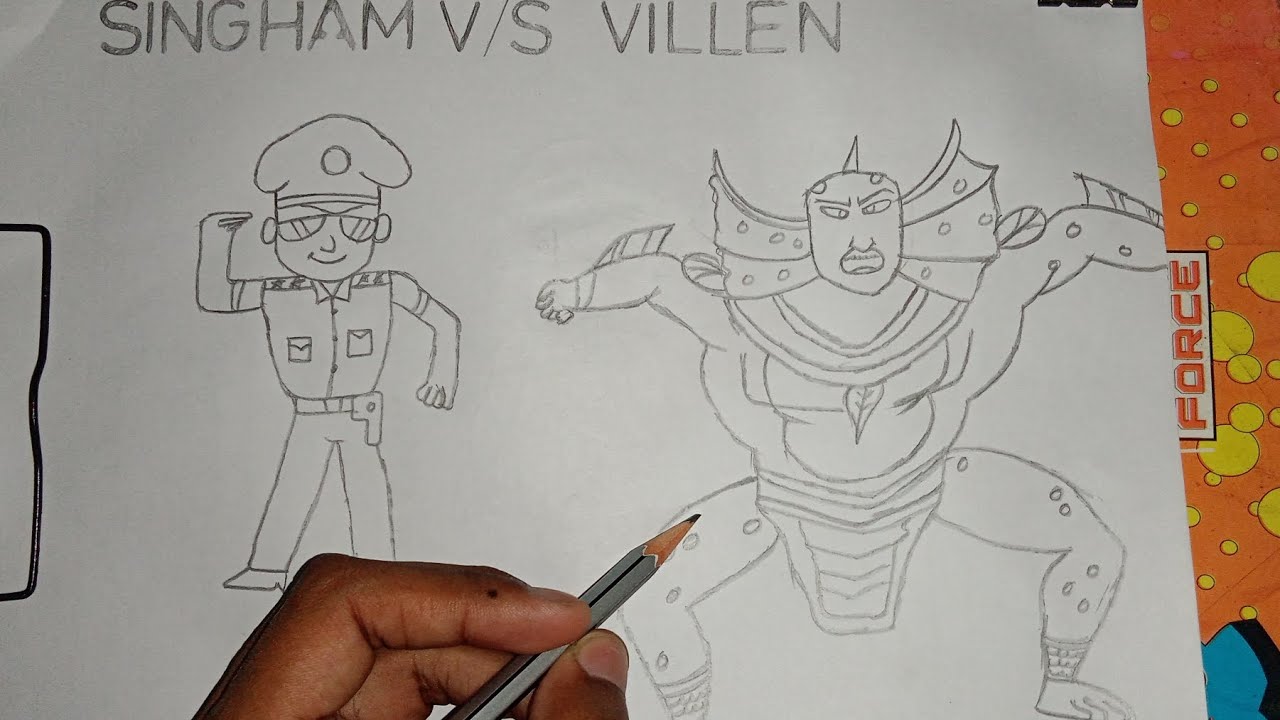 How to draw little singham V/S kaal 💞🧞‍♂️🇮🇳||How to Draw little singham ...