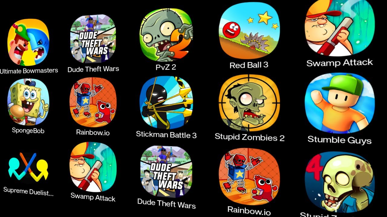 Red Ball 3,SpongeBob,Supreme Duelist Stickman,Stickman Battle 3,Stumble ...