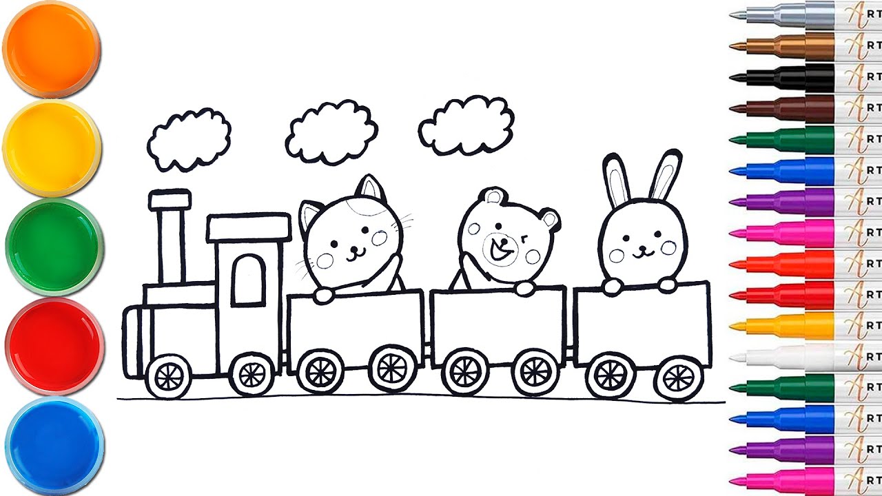 😺🐻🐰Let's draw a magic train with cute animals - Drawing is easy - YouTube