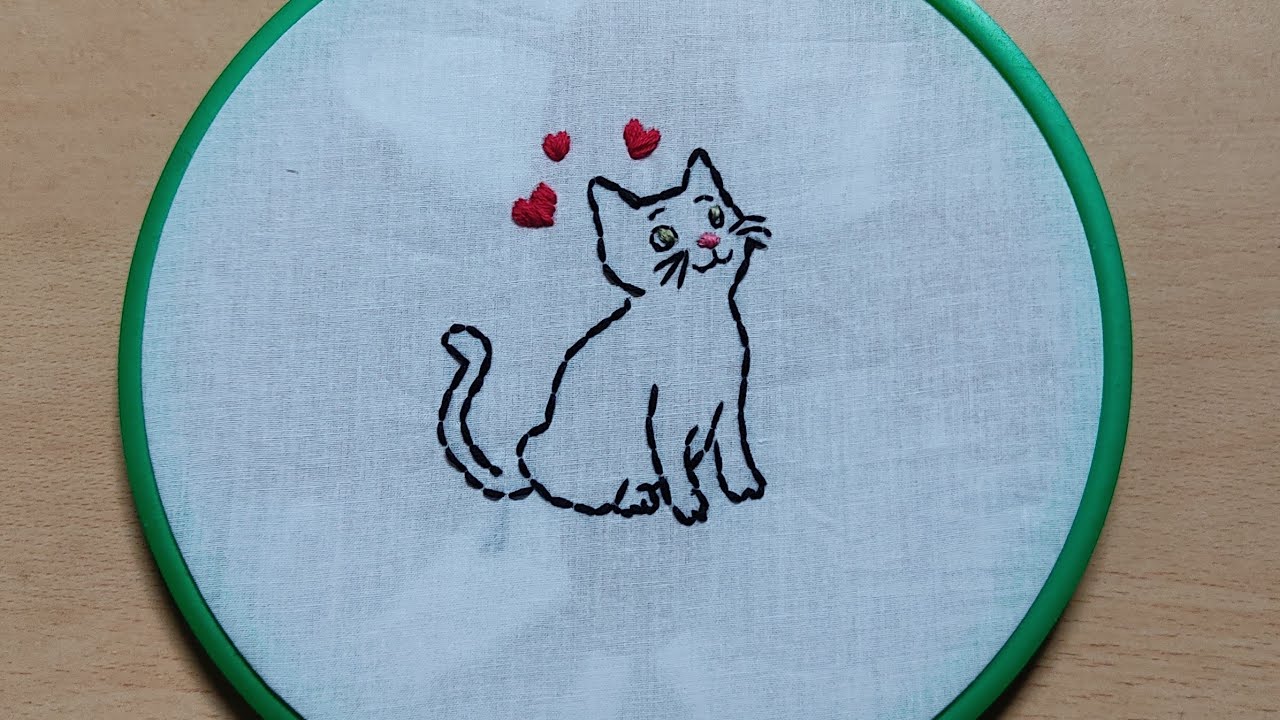 Cat Embroidery |For cat lovers Simple embroidery | Back Stitch # ...