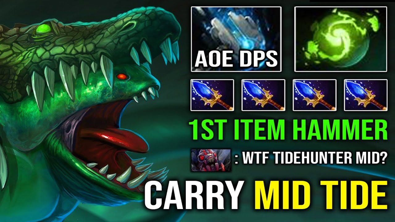 How to Carry Mid Tidehunter 1st Item Hammer Against Brood with Aghanim ...