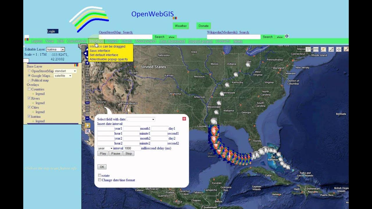 Analysis of the movement of Hurricane Katrina using OpenWebGIS - YouTube