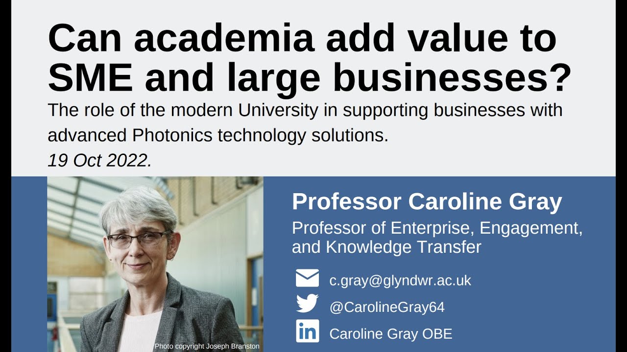 Glyndwr Talks 19th October 2022 - Professor Caroline Gray - YouTube