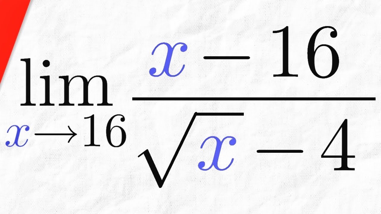 Limit of (x-16)/(sqrt(x)-4) as x goes to 16 (Conjugate) | Calculus 1 ...