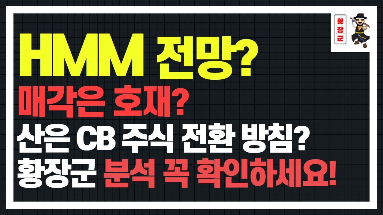 HMM 주가 전망 "산은 CB 주식 전환 이슈 발생! 대응 전략 말씀드립니다"황장군 HMM 종목분석! [HMM주식,해운주 ...