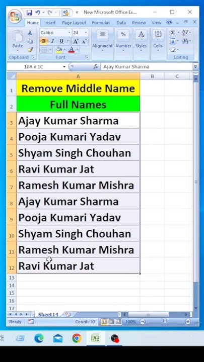 How to Remove Middle Name in MS Excel🔥#short #viral #excel #computer # ...
