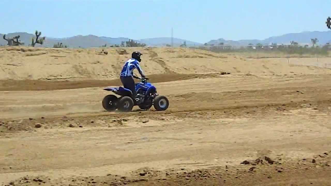 Yamaha raptor 700 at race track - YouTube