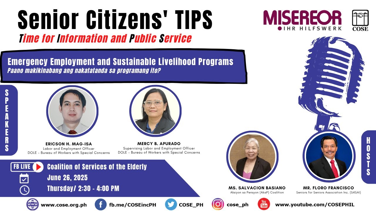 Senior Citizens TIPS: DOLE Emergency Employment and Livelihood Program ...