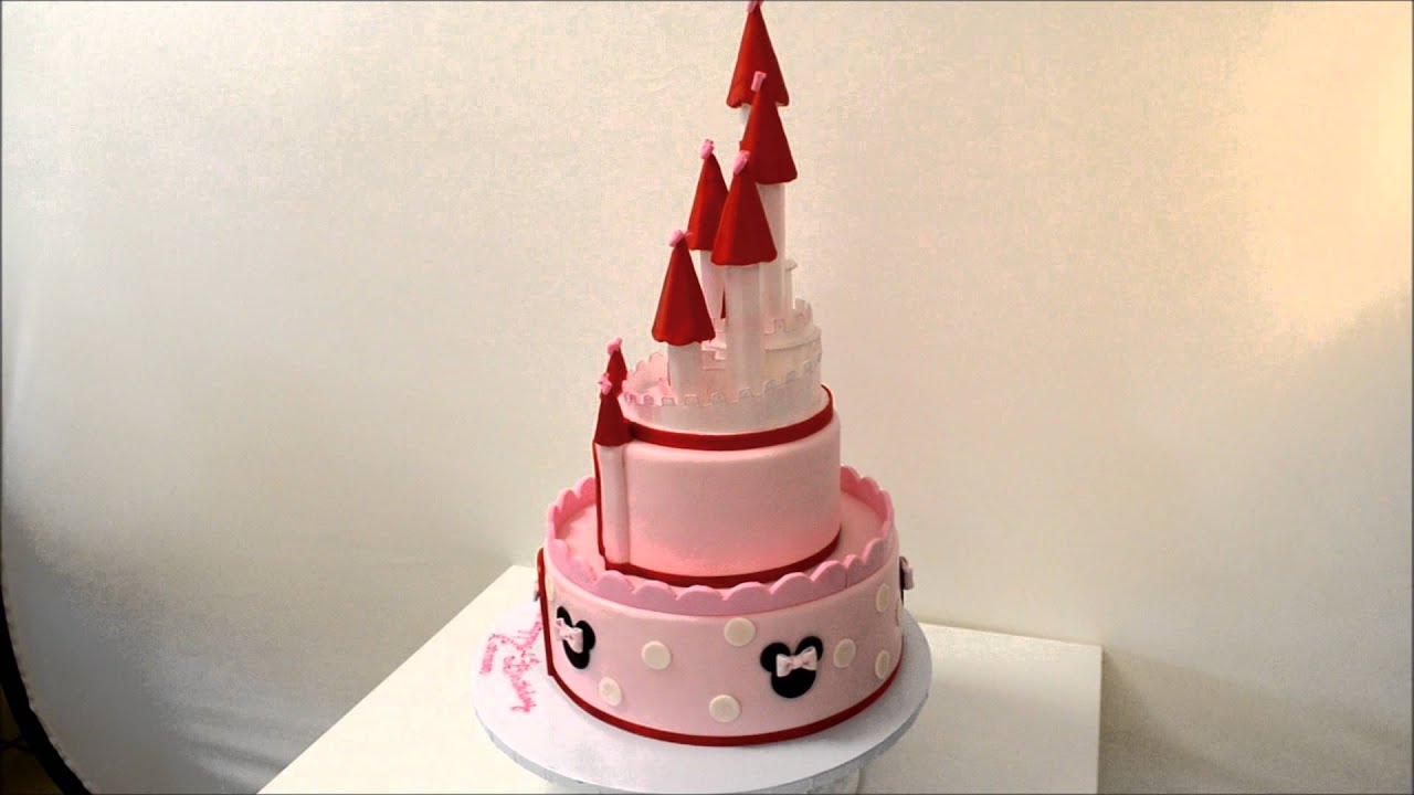 Mini Mouse Castle Cake Covered in Fondant - YouTube