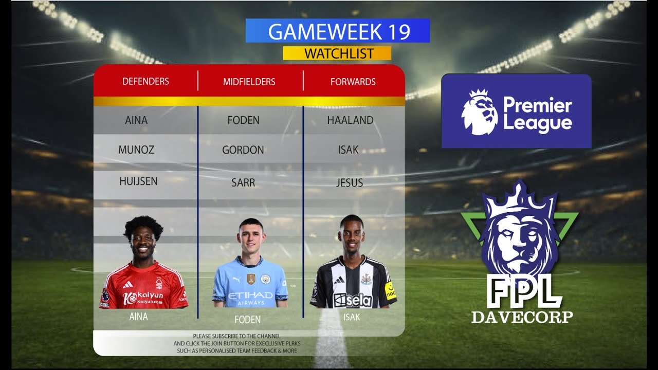 FPL Gameweek 19: Watchlist & Preview | TopTransfer Targets & Strategy ...