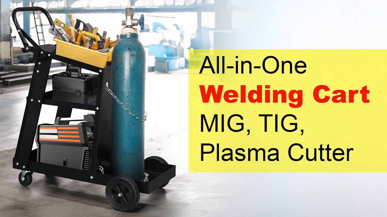Portable Welding Cart for TIG, MIG, Plasma Cutter - YouTube