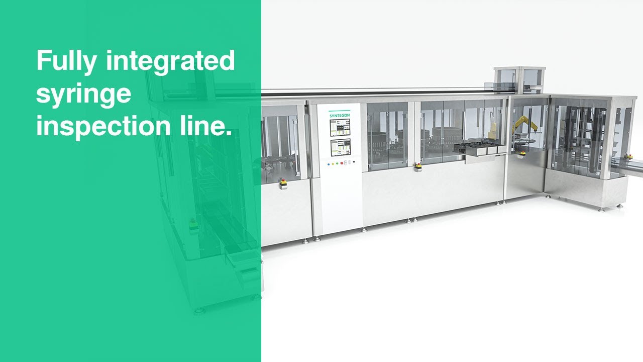 Fully integrated syringe inspection line without glass-to-glass contact ...