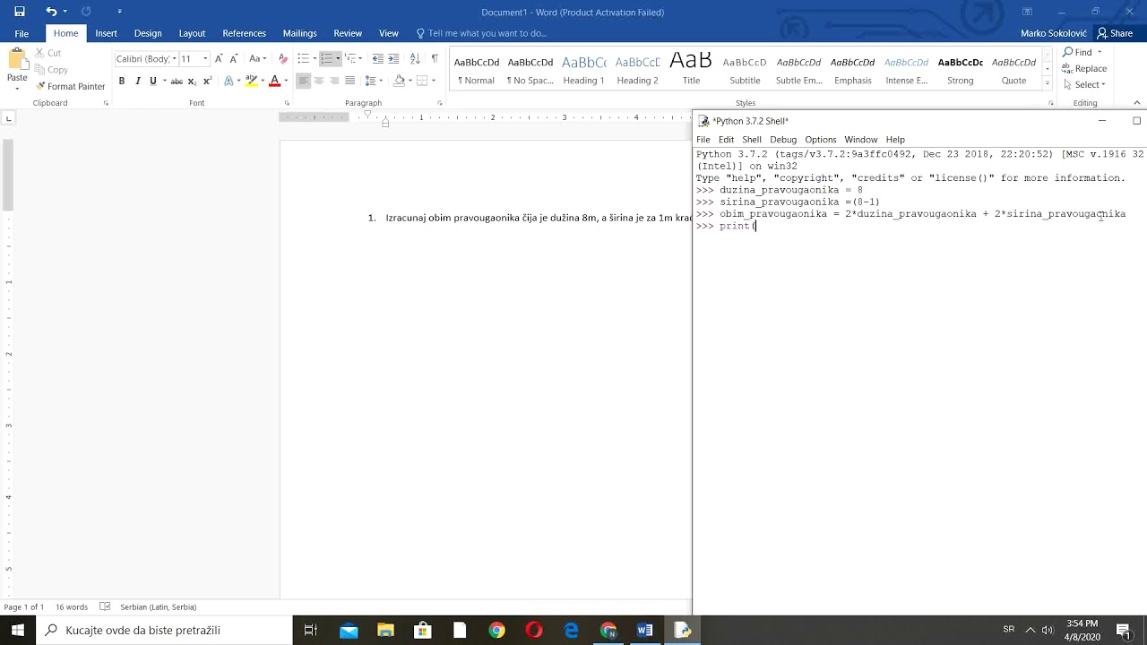 Kako uraditi matematicki zadatak u programu "Python."Prvi deo - YouTube