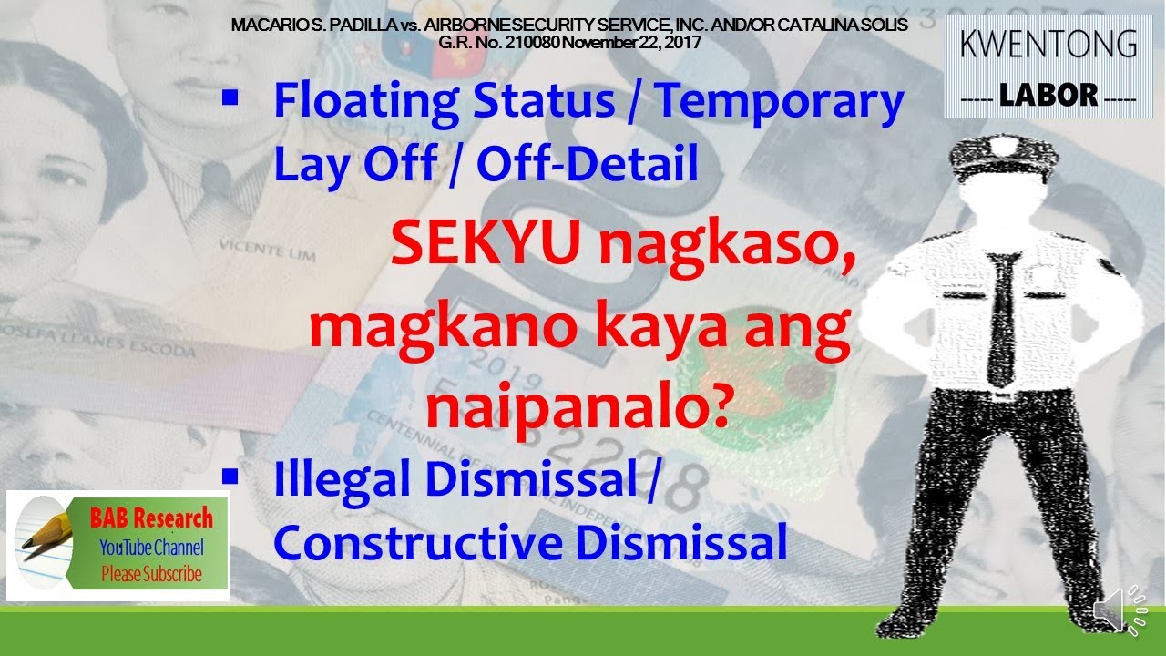 FLOATING STATUS SECURITY GUARD ILLEGAL DISMISSAL TEMPORARY LAYOFF DOLE ...