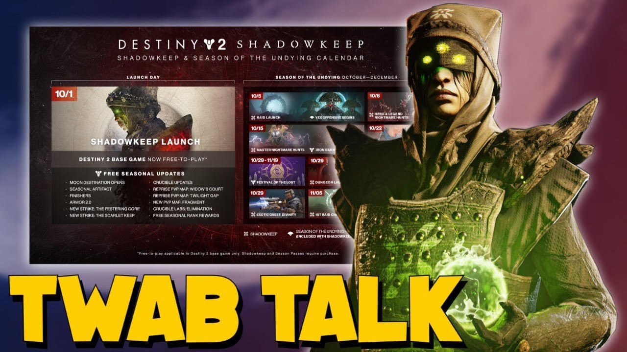 Destiny 2 : T.W.A.B. Sept. 12, 2019 / Shadowkeep Roadmap, Weapon ...