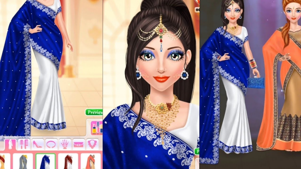 Indian sarees fashion show game beautiful look - YouTube