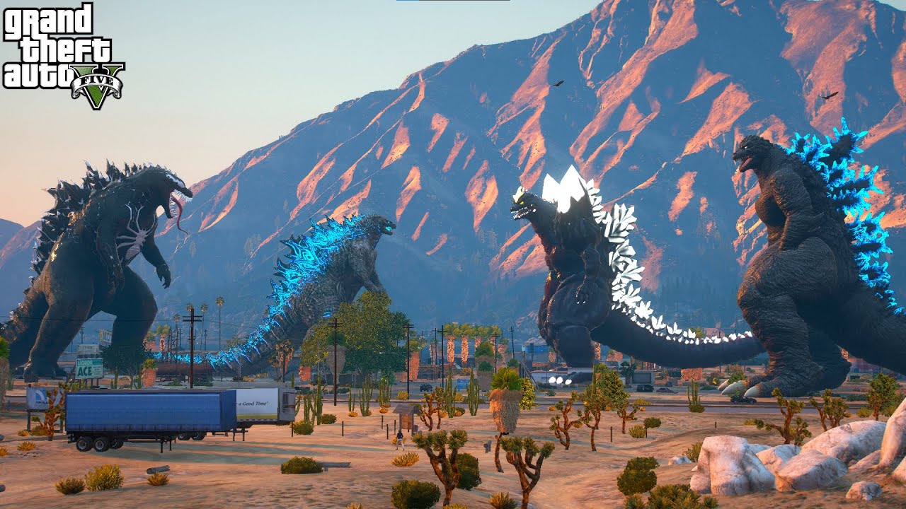 Godzilla and Venom Godzilla Vs Godzilla Ride and Gozdilla Space - GTA V ...