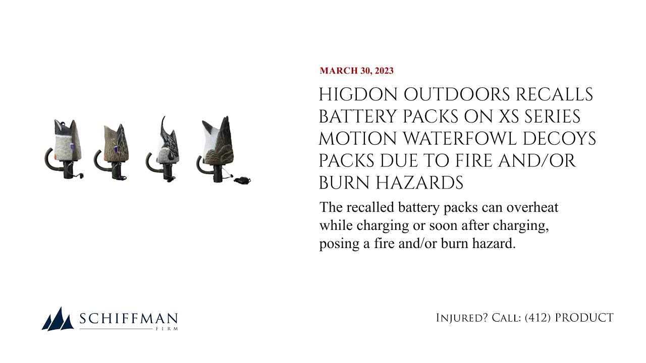 Higdon Outdoors Recalls Batteries on XS Series Motion Waterfowl Decoys ...