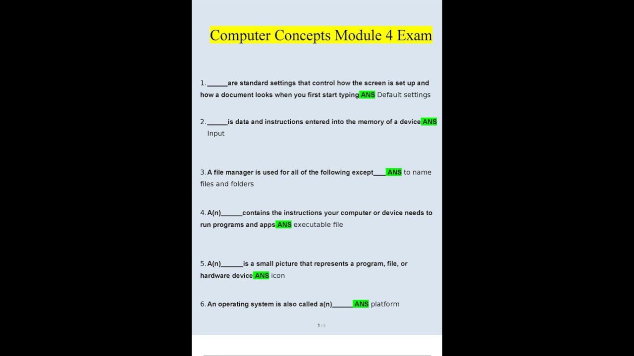 Computer Concepts Module 4 Exam 2023 Questions and Answers Verified Answers - YouTube