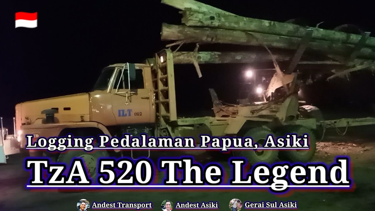 LOGGING PEDALAMAN PAPUA ASIKI‼️TzA 520 The Legend‼️Bongkar Balak Mengunakan Cat 980H - YouTube