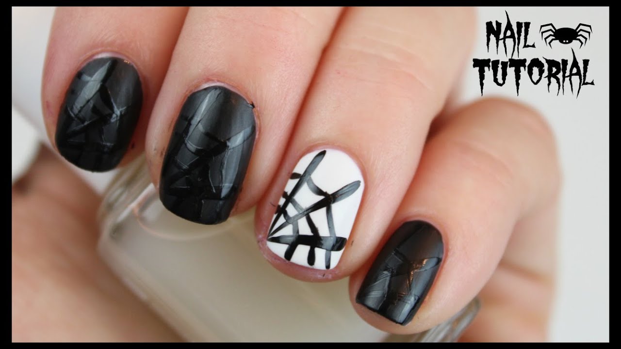 Halloween Matte Spider Web Nails - YouTube
