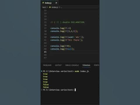 #javascript #!! Double exclamation in #javascript #shorts #interview - YouTube