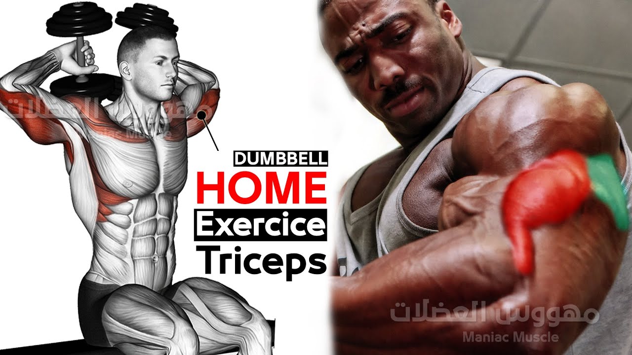 DUMBBELLS TRICEPS EXERCISES AT HOME - Muscle Maniac - YouTube