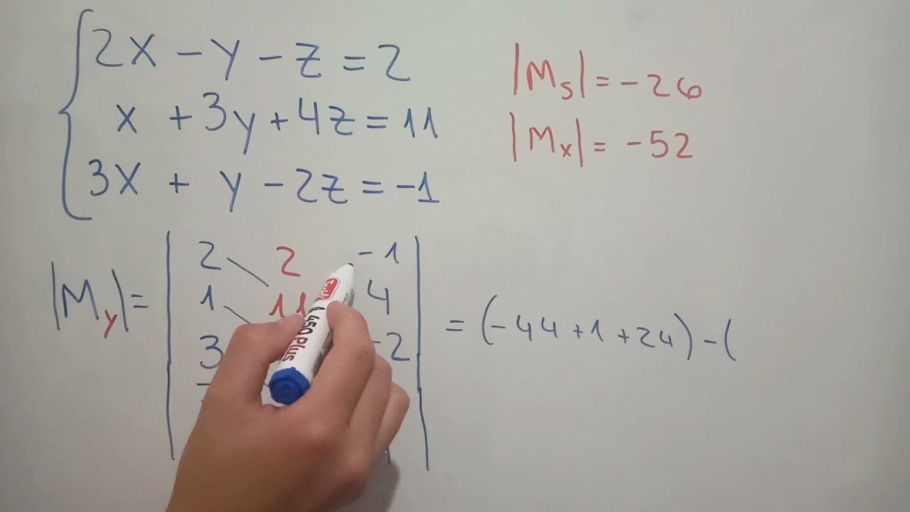 Sistema de ecuaciones 3x3. Regla de Cramer - YouTube