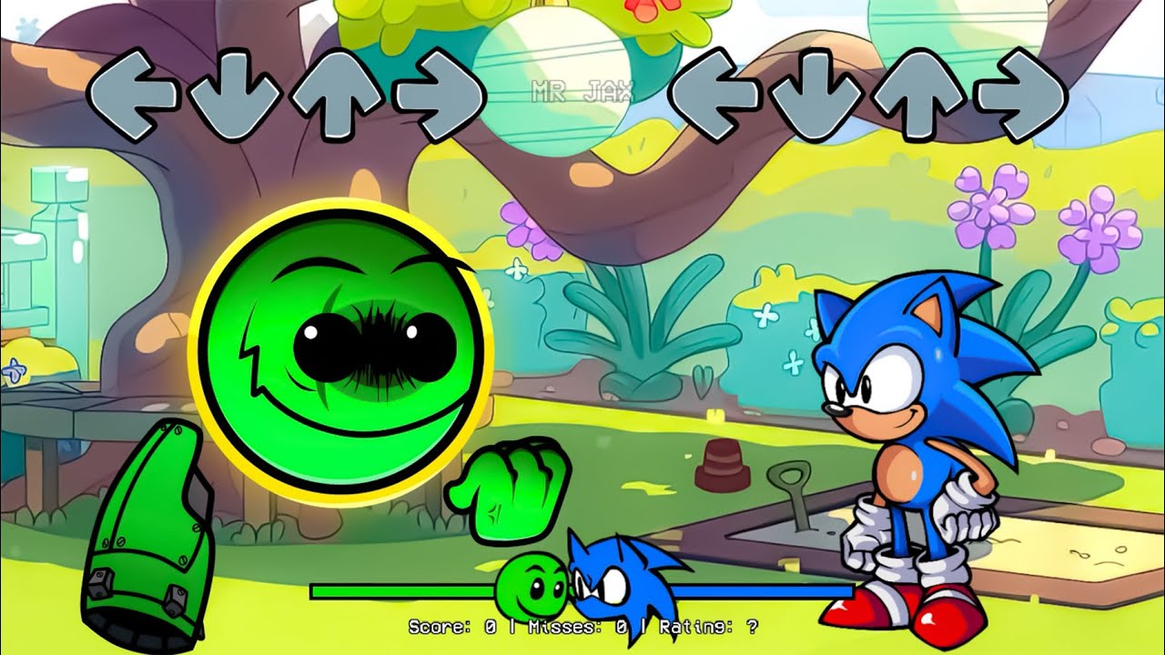 FNF Geometry Dash 2.3 VS Sonic All Phases Sings Can Can | Fire in the ...