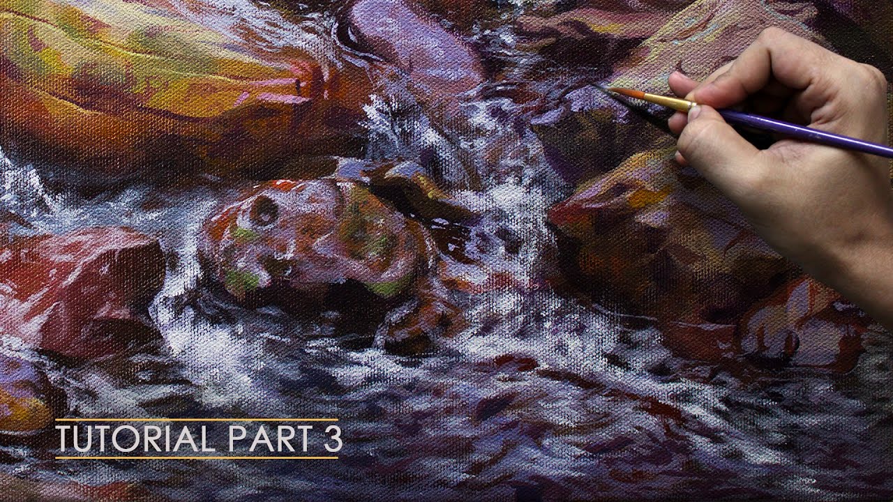 3. How to Paint Moving Water - Tutorial Part 3 | Painting Wet Rocks/Stones on Moving Water - YouTube