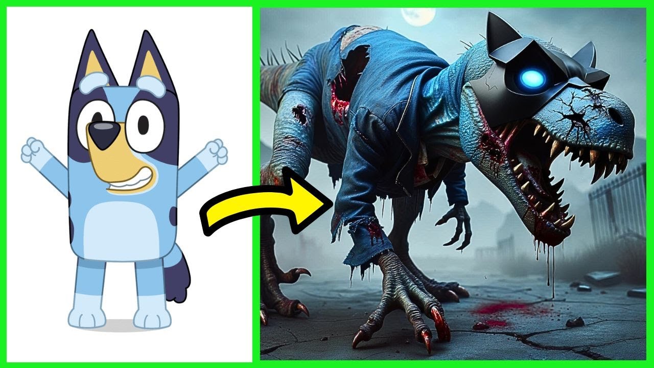 Bluey as Zombie Dinosaurs: Jurassic Horror Unleashed | Bluey Ai ...