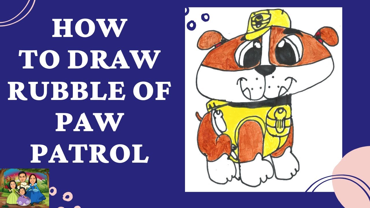 HOW TO DRAW RUBBLE EASY | PAW PATROL | CONSTRUCTION PUP - YouTube