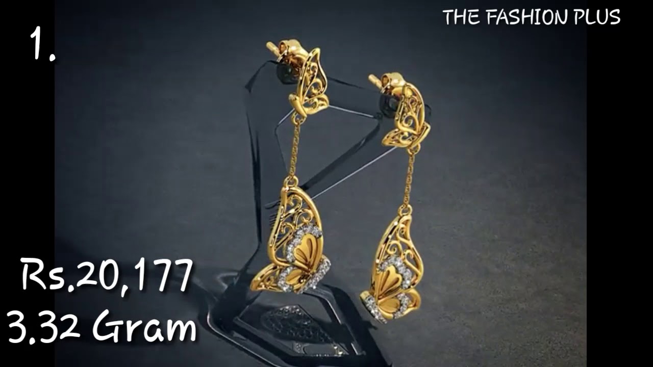 Latest Gold Earrings |Dangling |Studs |Kundal | Designs With Weight and ...