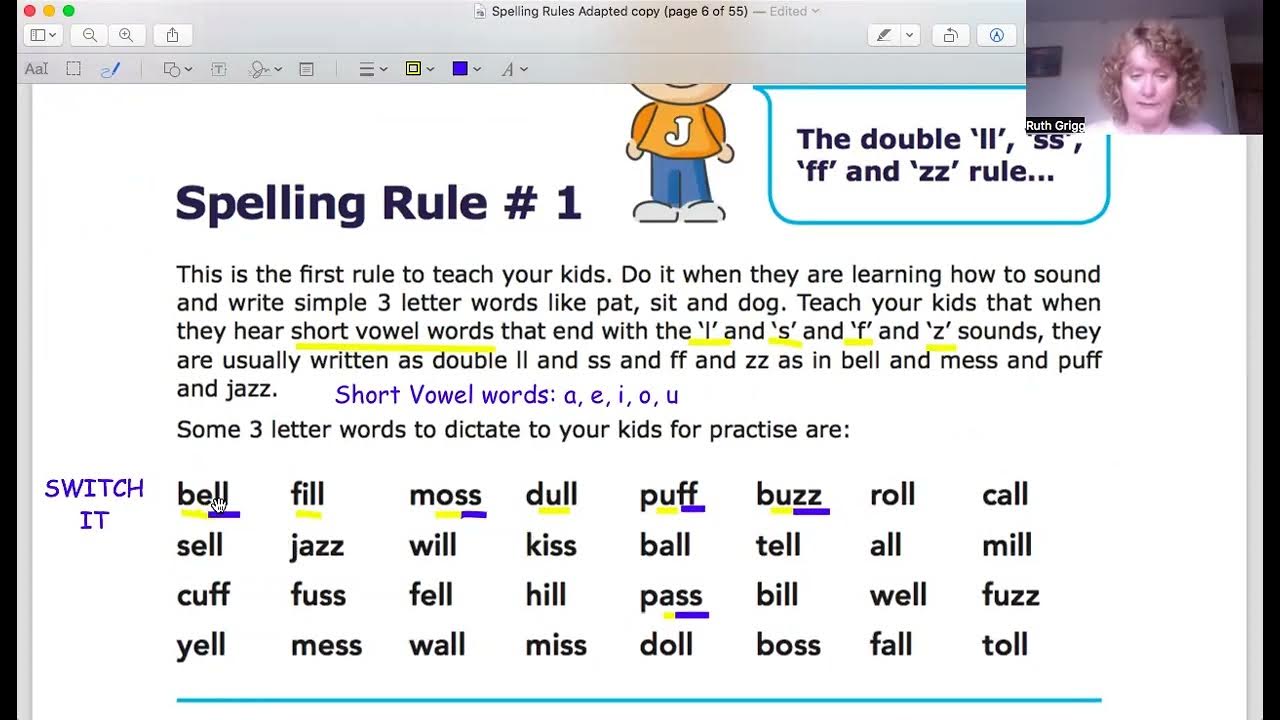 Spelling: Phonics Flossy Letters, double ll, ss, ff, zz, Part 1, for ...